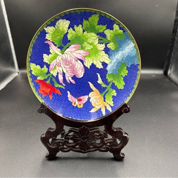 jingfa | Accents | Vintage Jingfa Chinese Cloisonn Floral Butterfly ...